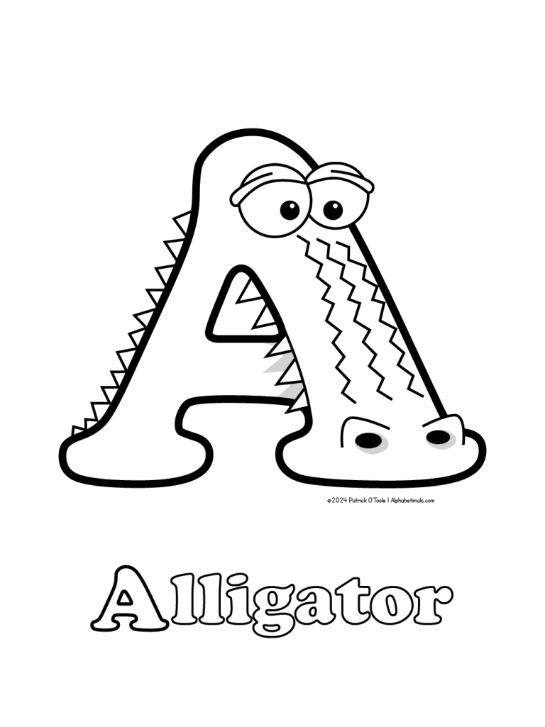 Free Alligator Coloring Page | Alphabetimals