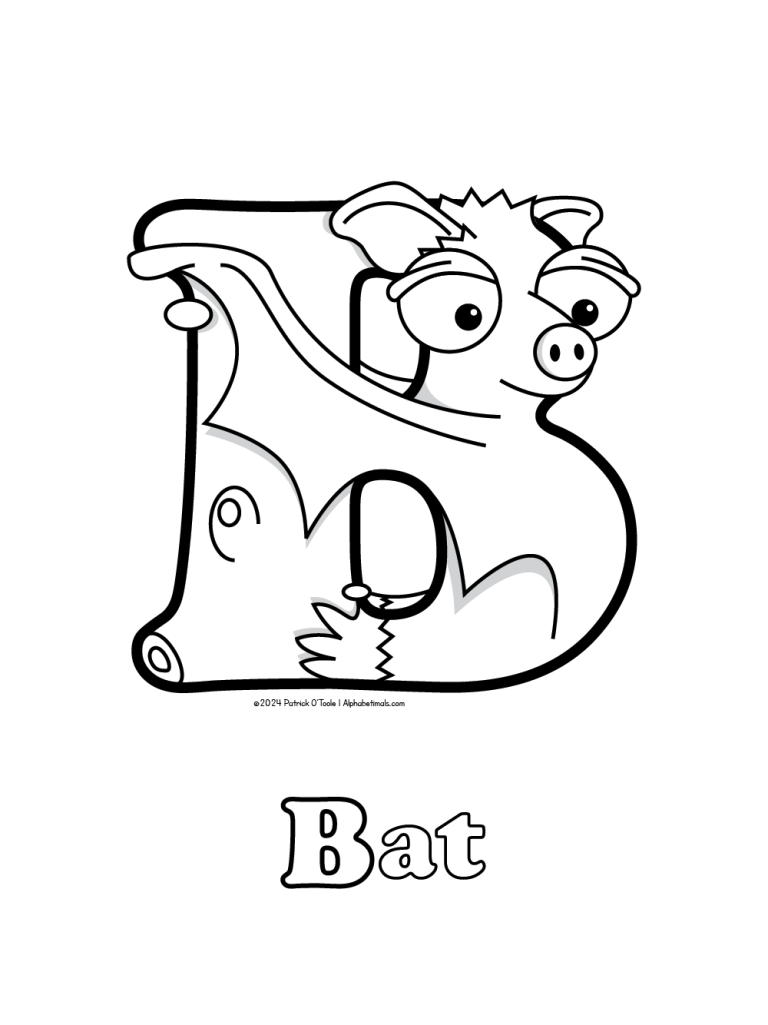 Free Bat Coloring Page | Alphabetimals