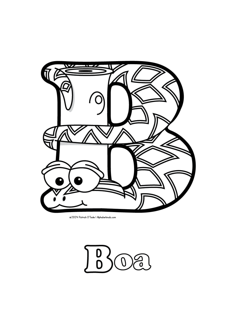 Free Boa Coloring Page | Alphabetimals