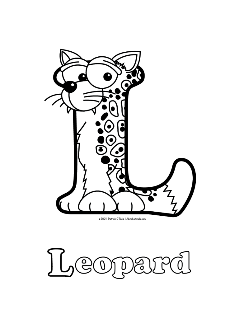 Free Leopard Coloring Page | Alphabetimals