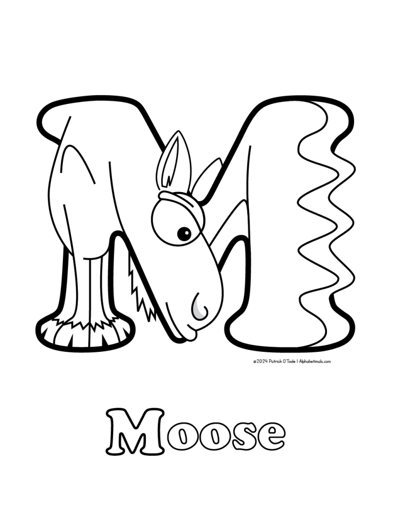 Free Moose Coloring Page | Alphabetimals