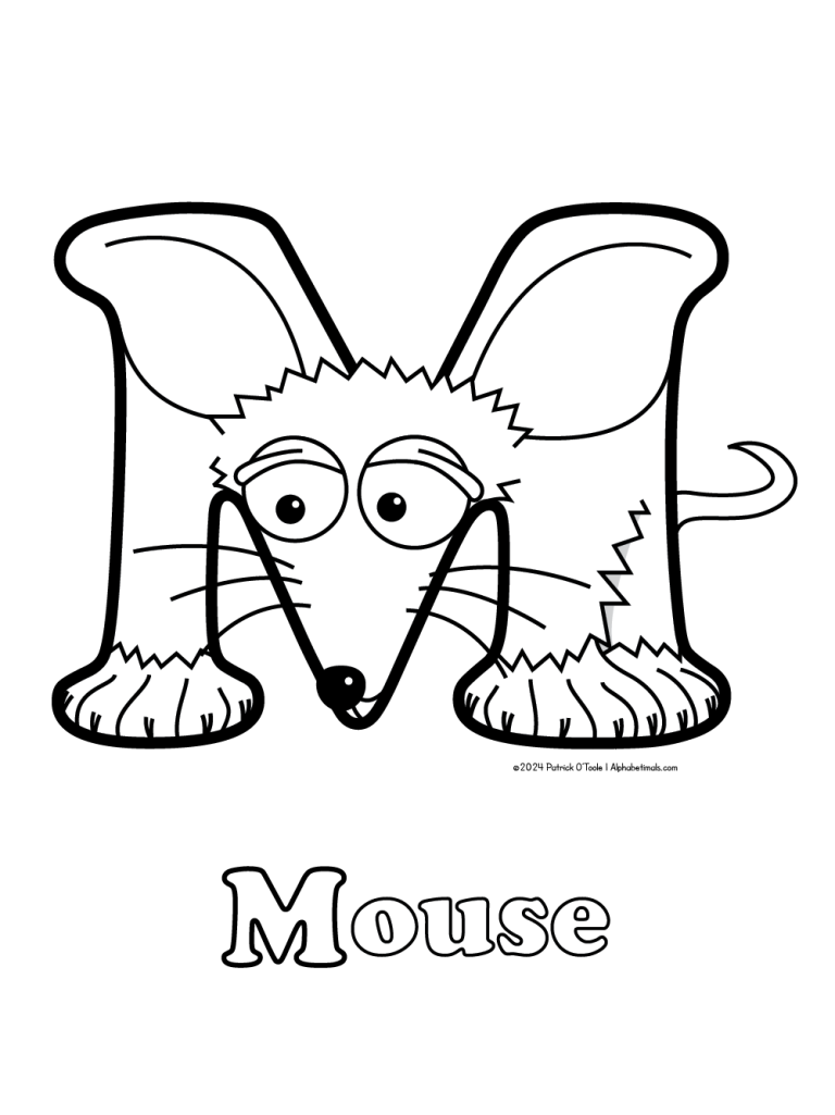 Free Mouse Coloring Page | Alphabetimals