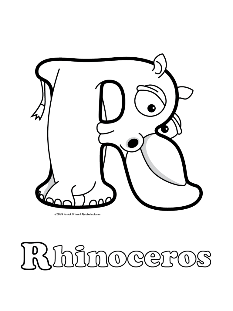 Free Rhino Coloring Page | Alphabetimals