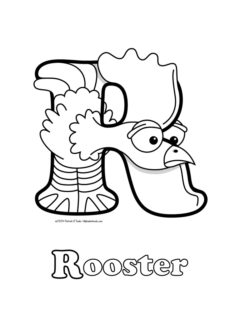 Free Rooster Coloring Page | Alphabetimals