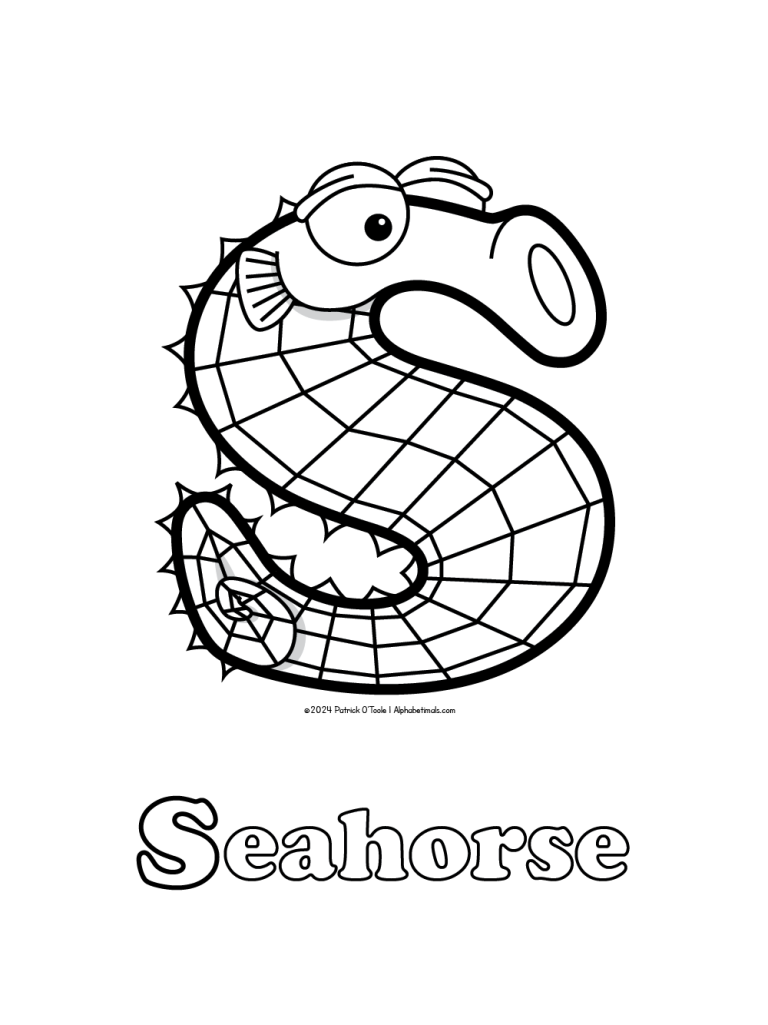 Free Seahorse Coloring Page | Alphabetimals