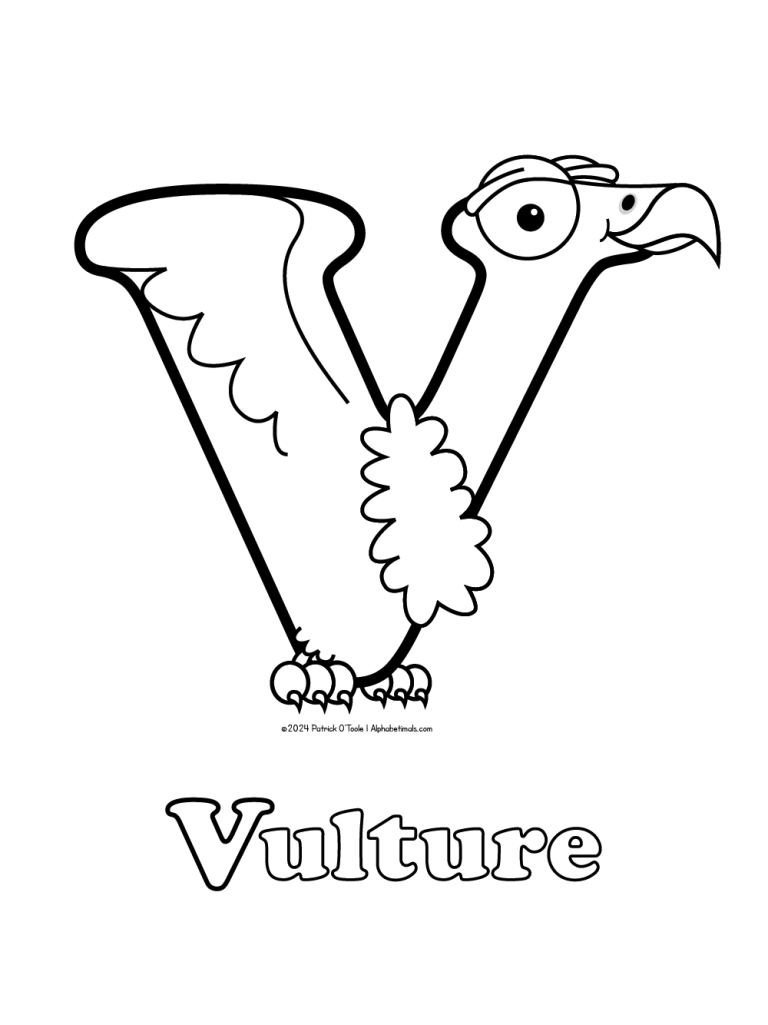 Free Vulture Coloring Page | Alphabetimals