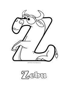 Free Zebu Coloring Page | Alphabetimals